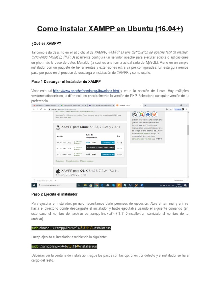 Como Instalar XAMPP en Ubuntu 16 | PDF | Php | Servidor HTTP Apache