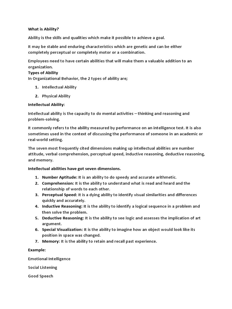 Understanding Intellectual and Physical Abilities: A Breakdown of the ...