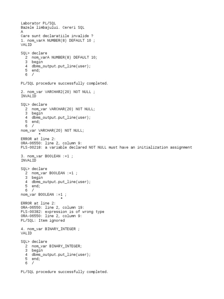 PLSQL | PDF | Boolean Data Type | Pl/Sql PLSQL | PDF | Boolean Data Type | Pl/Sql