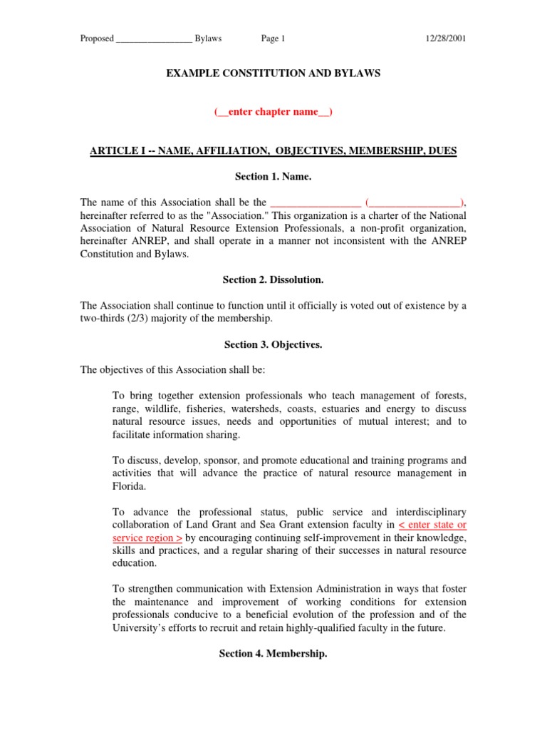 Sample Constitutions & By-Laws | PDF | Committee | President Elect Of ...