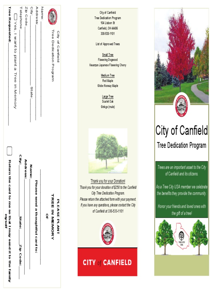 Tree Dedication Brochure Canfield | PDF | Trees | Nature
