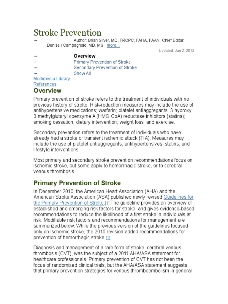 Stroke Prevention: Multimedia Library References | PDF | Stroke | Statin