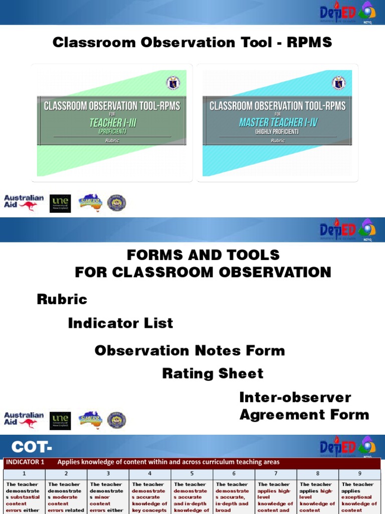 08 Cot Rpms Forms | Download Free PDF | Teachers | Literacy