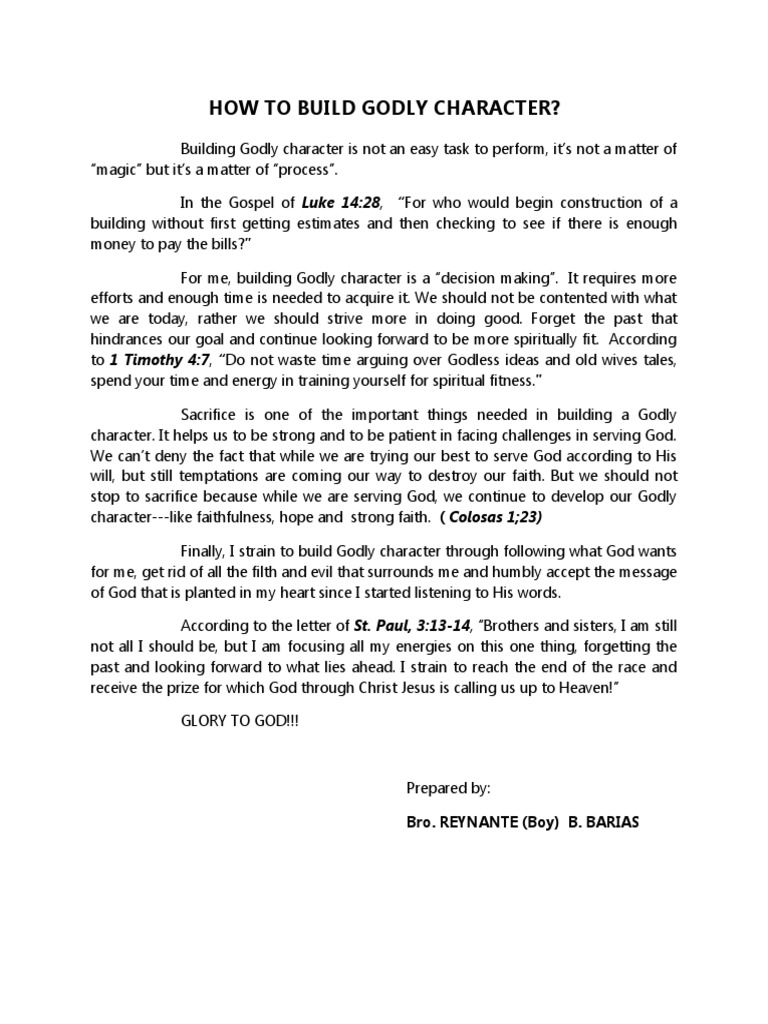 How To Build Godly Character | PDF