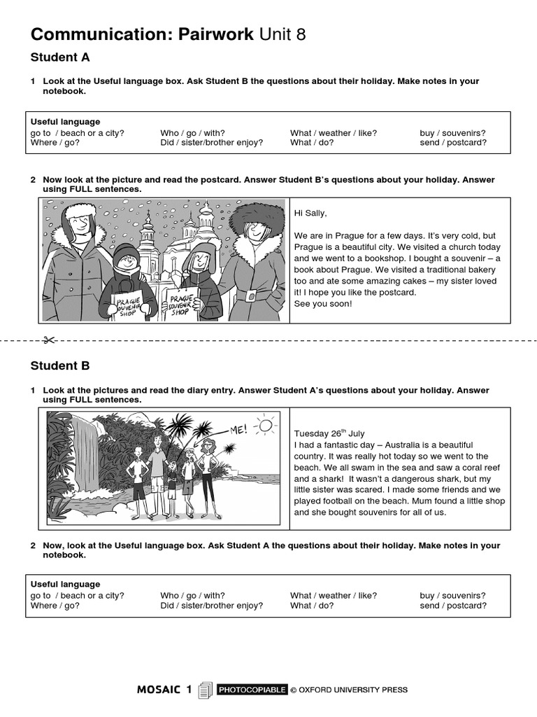 Communication: Pairwork Unit 8: Student A | PDF