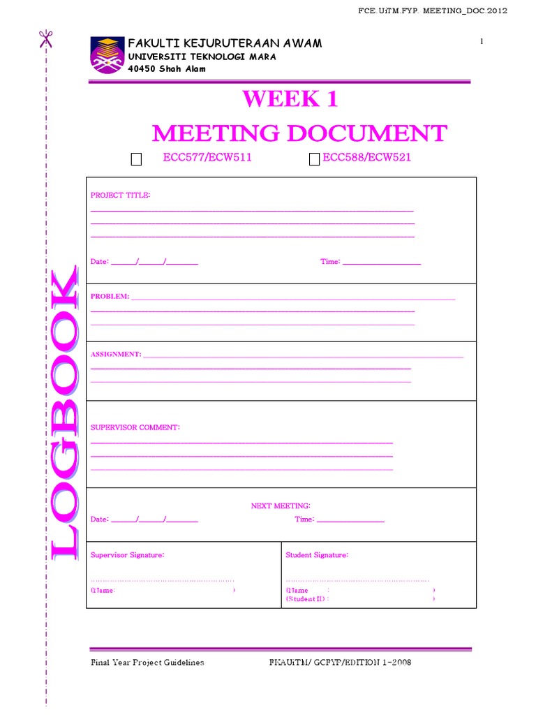 Fyp1and2 Meeting Documet Form Sept2015 PDF | PDF