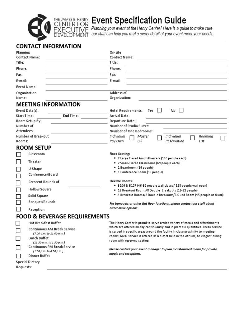 Event Specification Guide PDF | PDF | Buffet | Electronics