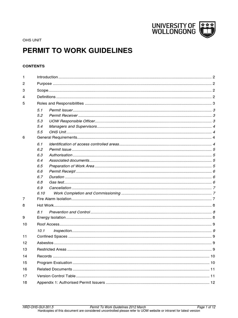 PTW Manual PDF | PDF | Occupational Safety And Health | Risk Assessment