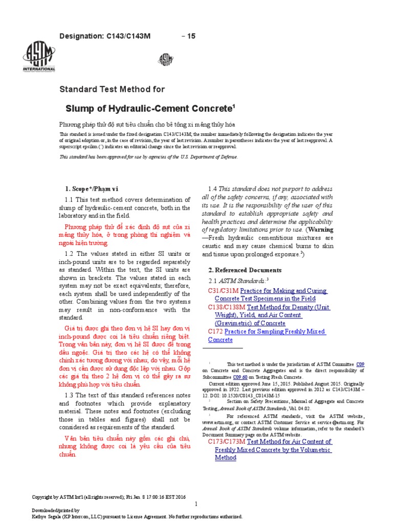 ASTM C143.C143M 15 Test Method For Hydraulic-Cement Concrete | PDF