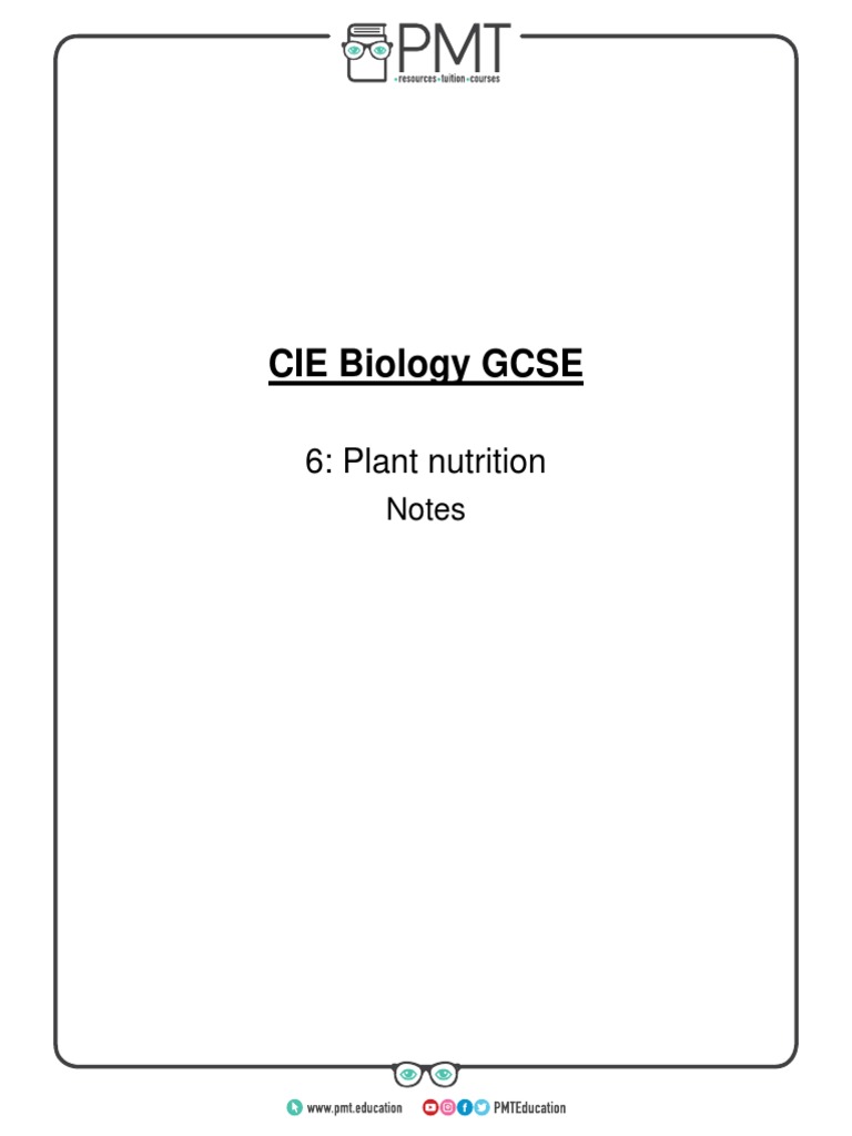 Summary Notes - Topic 6 Plant Nutrition - CIE Biology IGCSE PDF | PDF ...