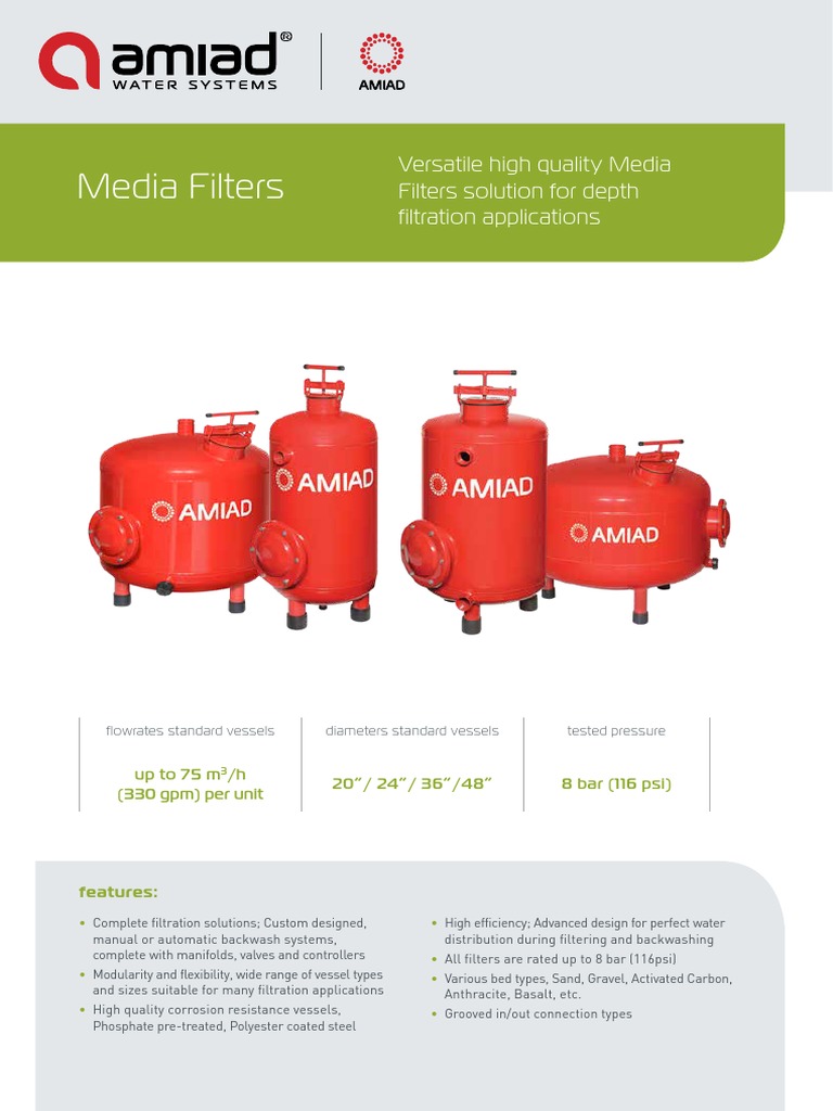 Media Filters Amiad | Download Free PDF | Filtration | Chemical Engineering