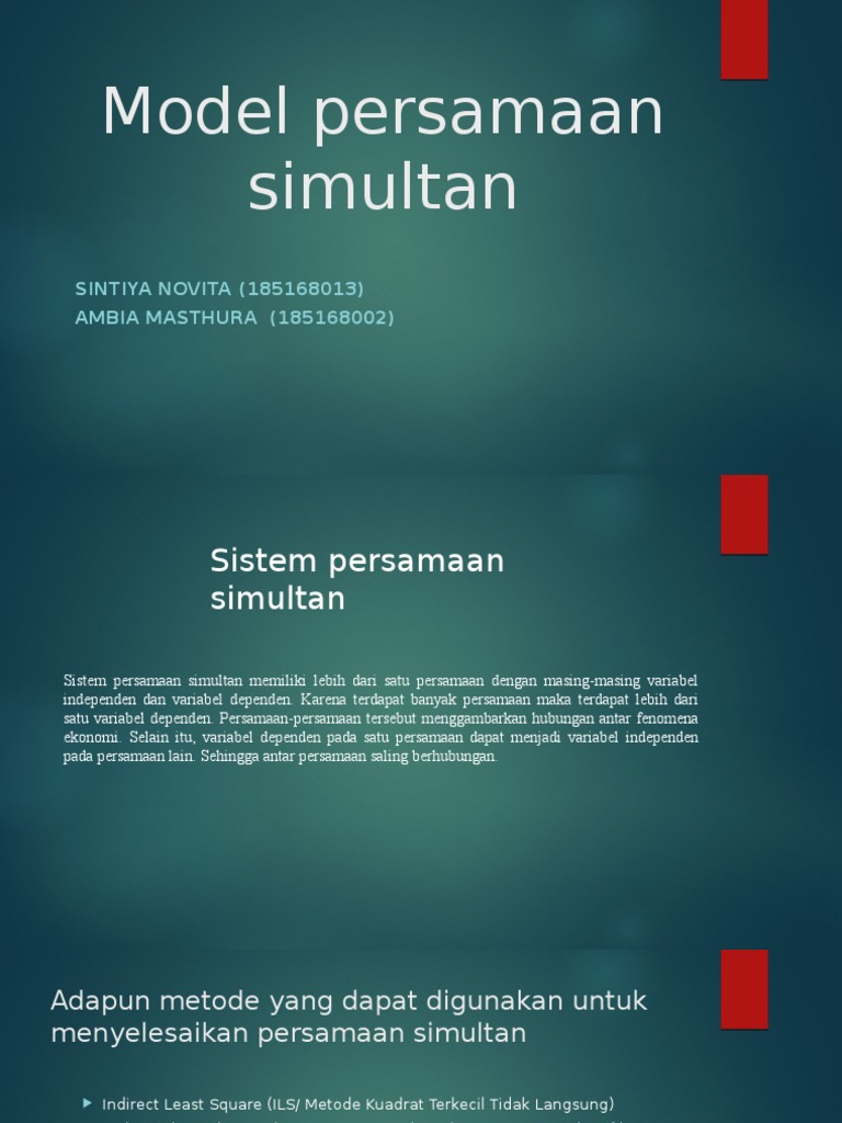 Model Persamaan Simultan | PDF | Metode & Bahan Ajar