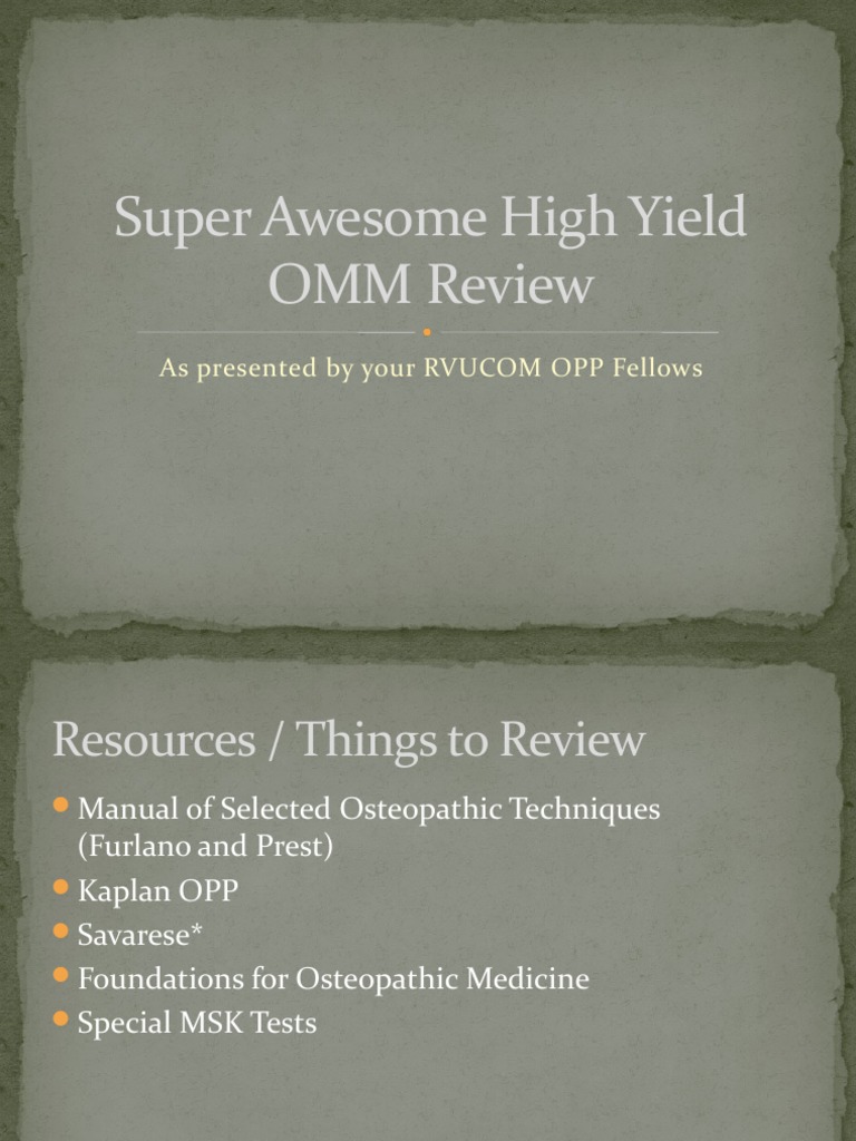 OMM Review: Key Concepts and Techniques | PDF | Vertebra | Autonomic ...