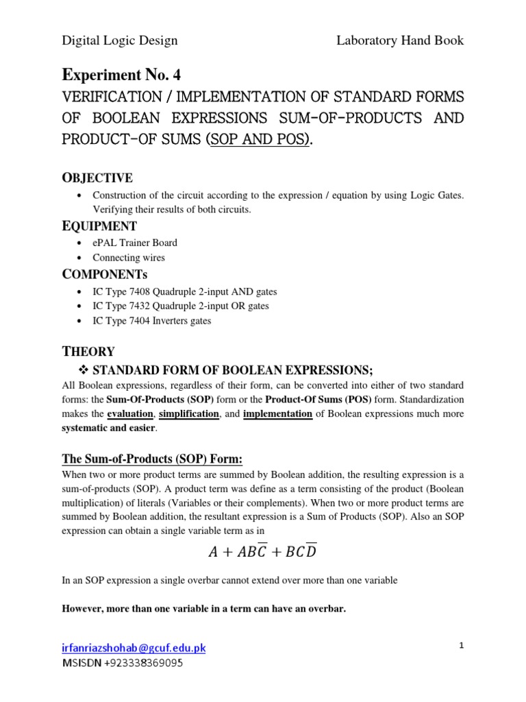 Lab Manual | PDF | Boolean Algebra | Teaching Mathematics