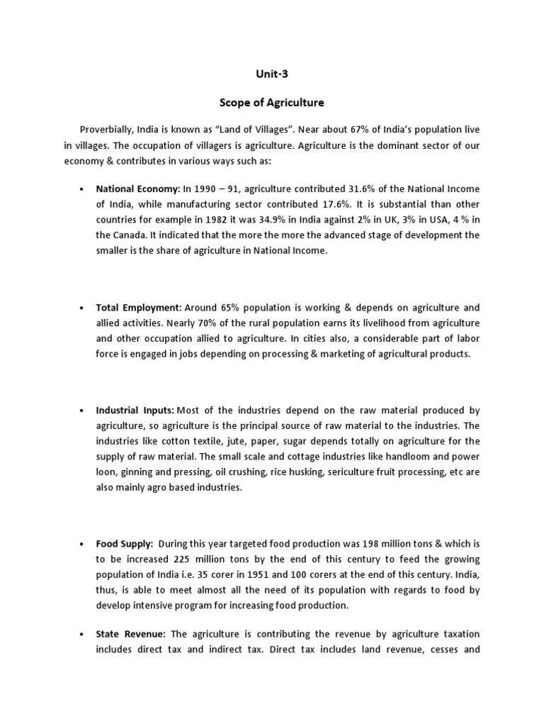 Unit-3 Scope of Agriculture | PDF | Agriculture | Food Security