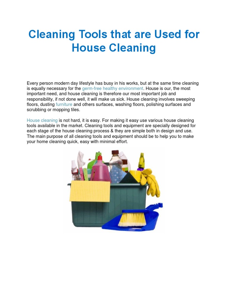 Cleaning Tools That Are Used For House Cleaning | PDF