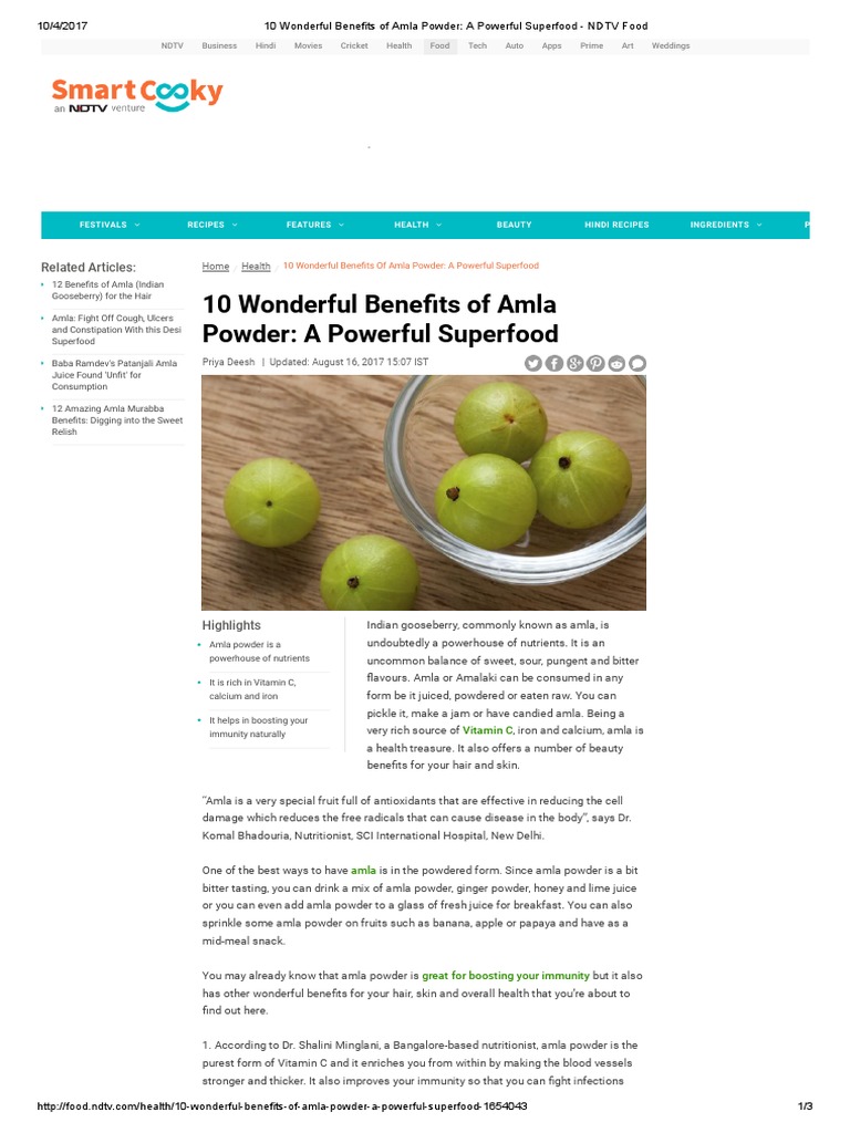 10 Wonderful Benefits of Amla Powder - A Powerful Superfood - NDTV Food ...