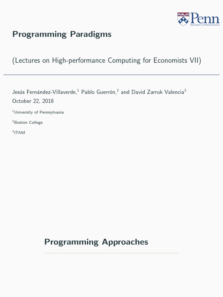 Programming Paradigms: (Lectures On High-Performance Computing For Economists VII) | PDF ...