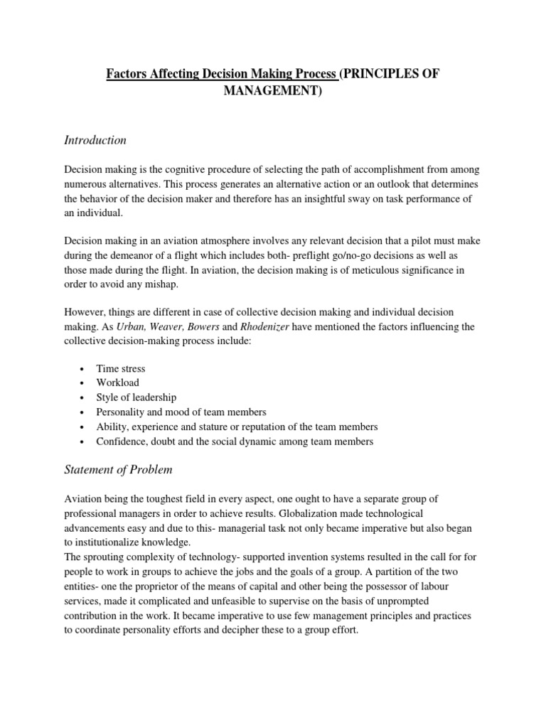 Factors Affecting Decision Making Process | PDF | Decision Making ...