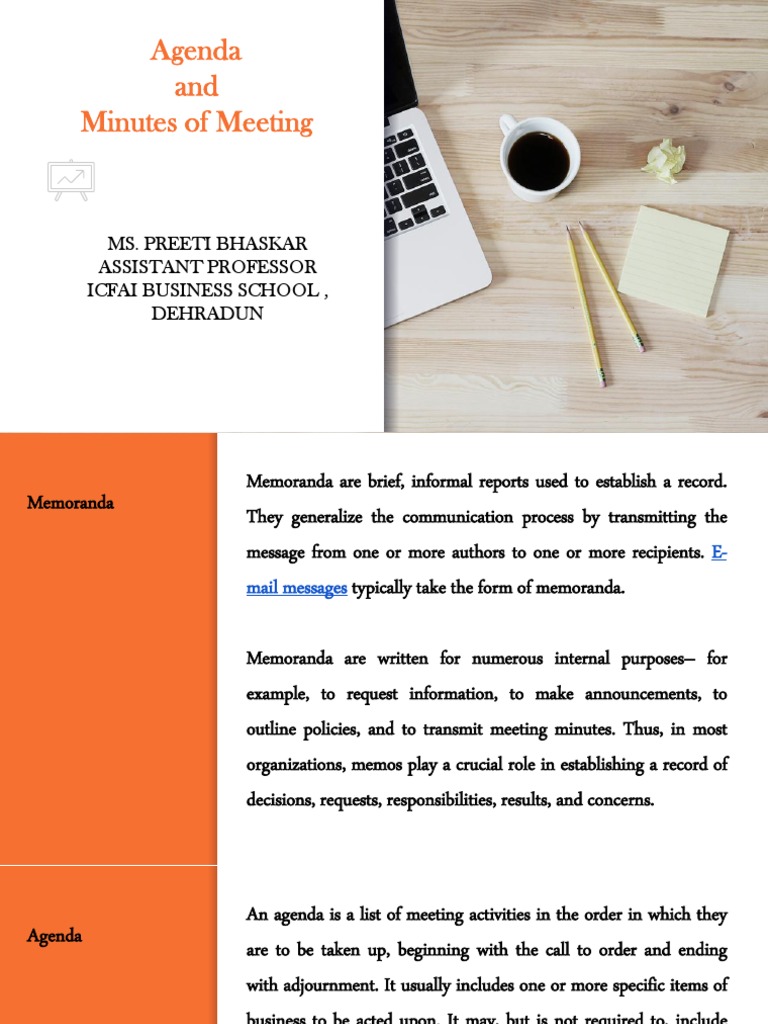 Agenda and Minutes of Meeting | PDF | Memorandum | Agenda (Meeting)