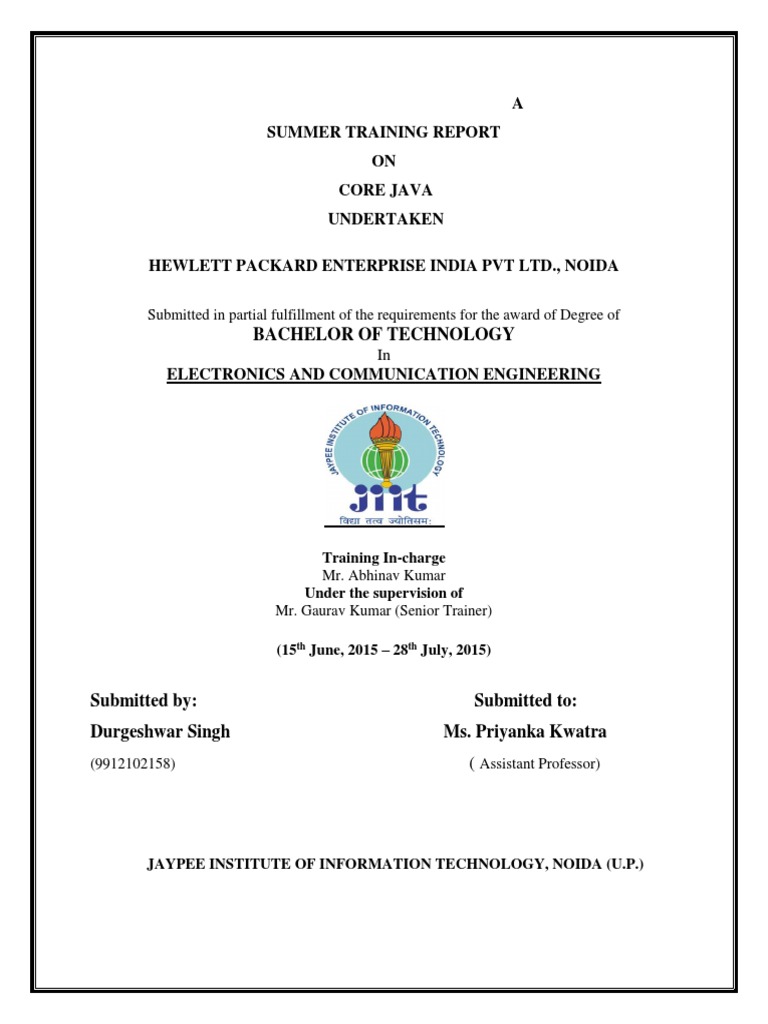 Summer Training Report on Core Java | PDF | Method (Computer Programming) | Inheritance (Object ...