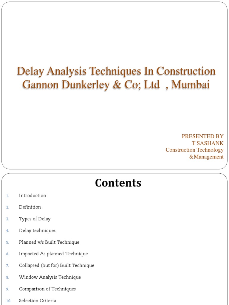Delay Analysis Techniques | PDF | Economies | Business