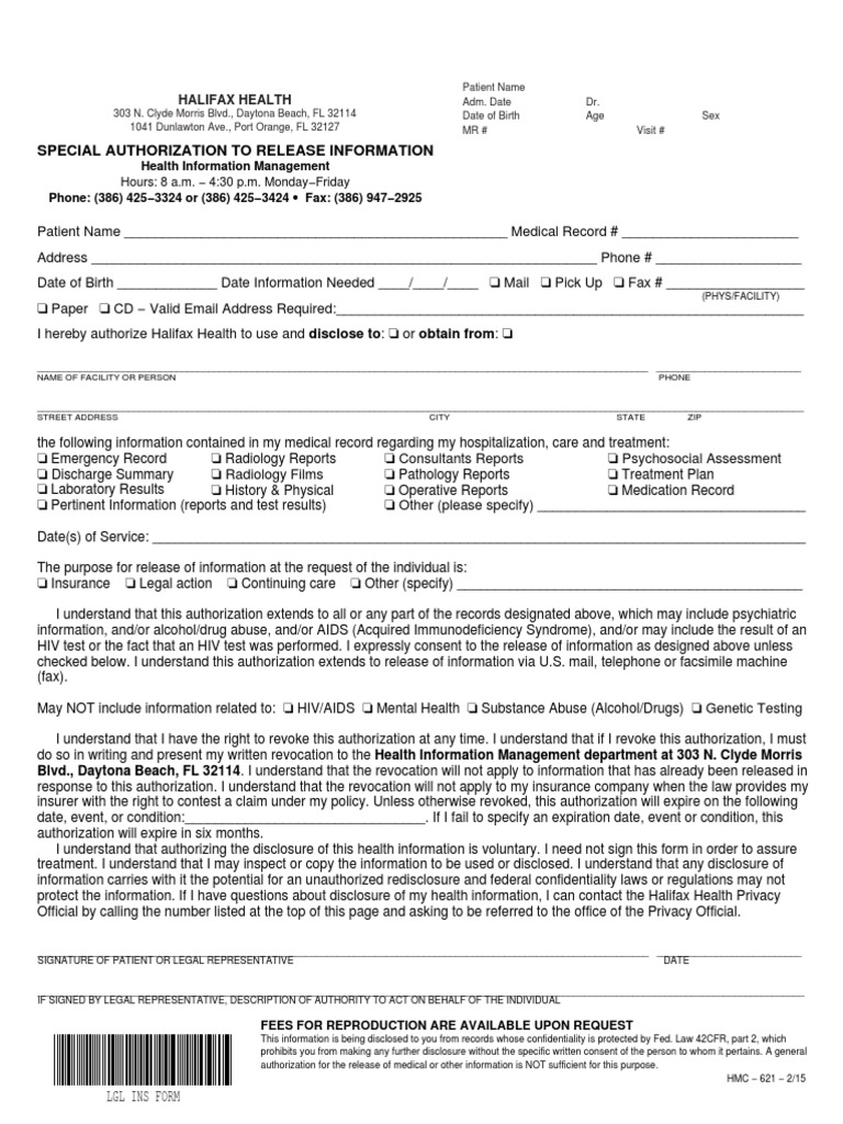 Medical Records Release Form | PDF | Medical Record | Confidentiality