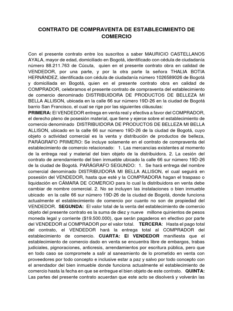 Contrato Compraventa Local | PDF | Ventas | Gobierno
