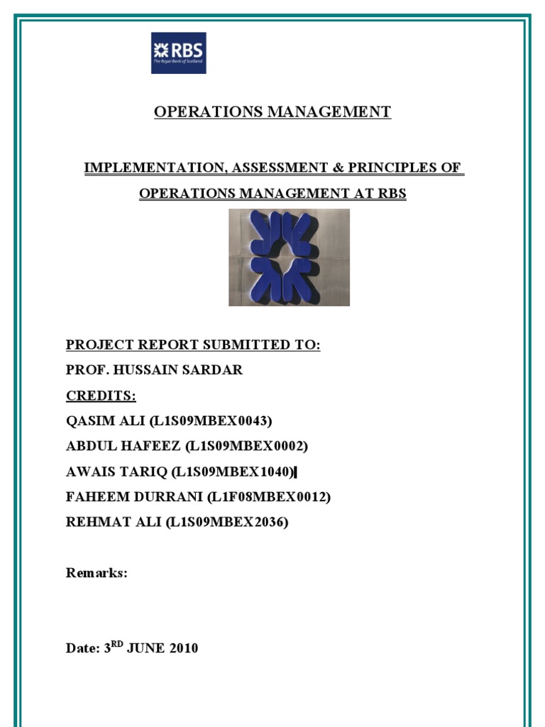 Rbs Final Report | Download Free PDF | Cheque | Banks