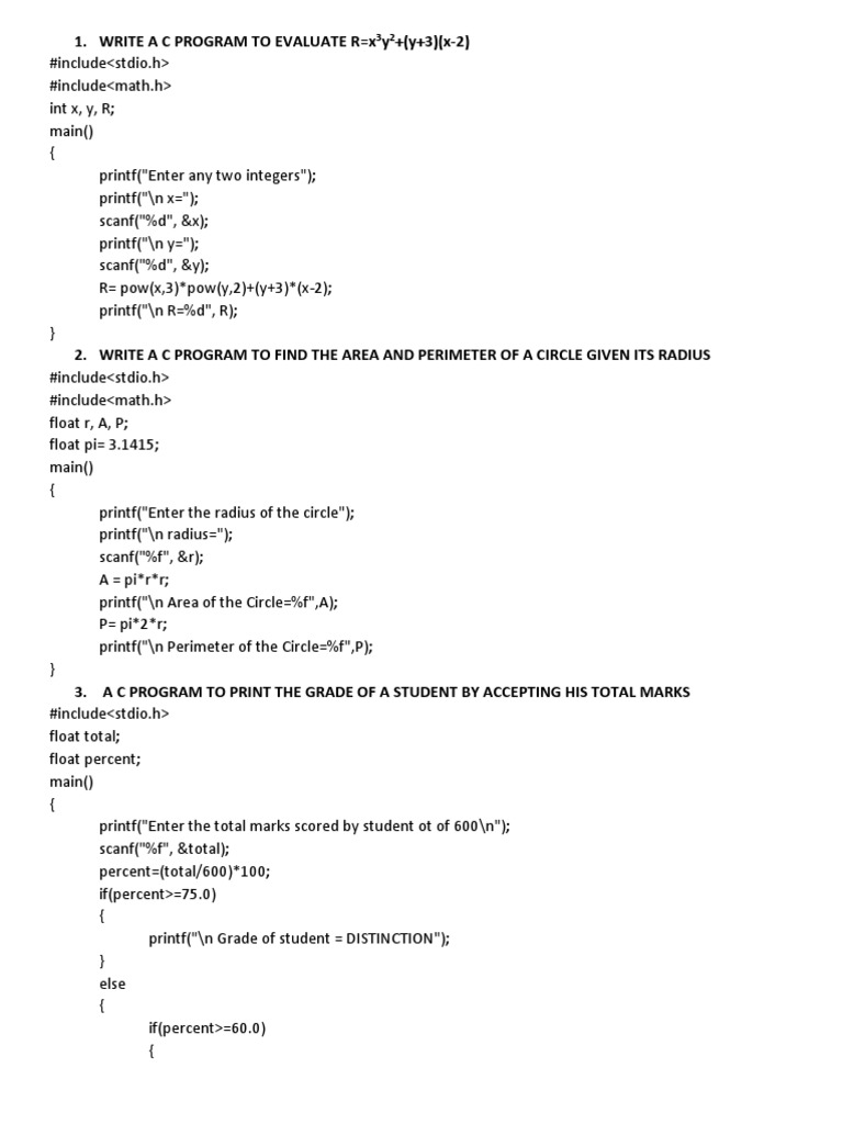 Write A C Program To Evaluate R X y + (Y+3) (x-2) | PDF | Arithmetic ...