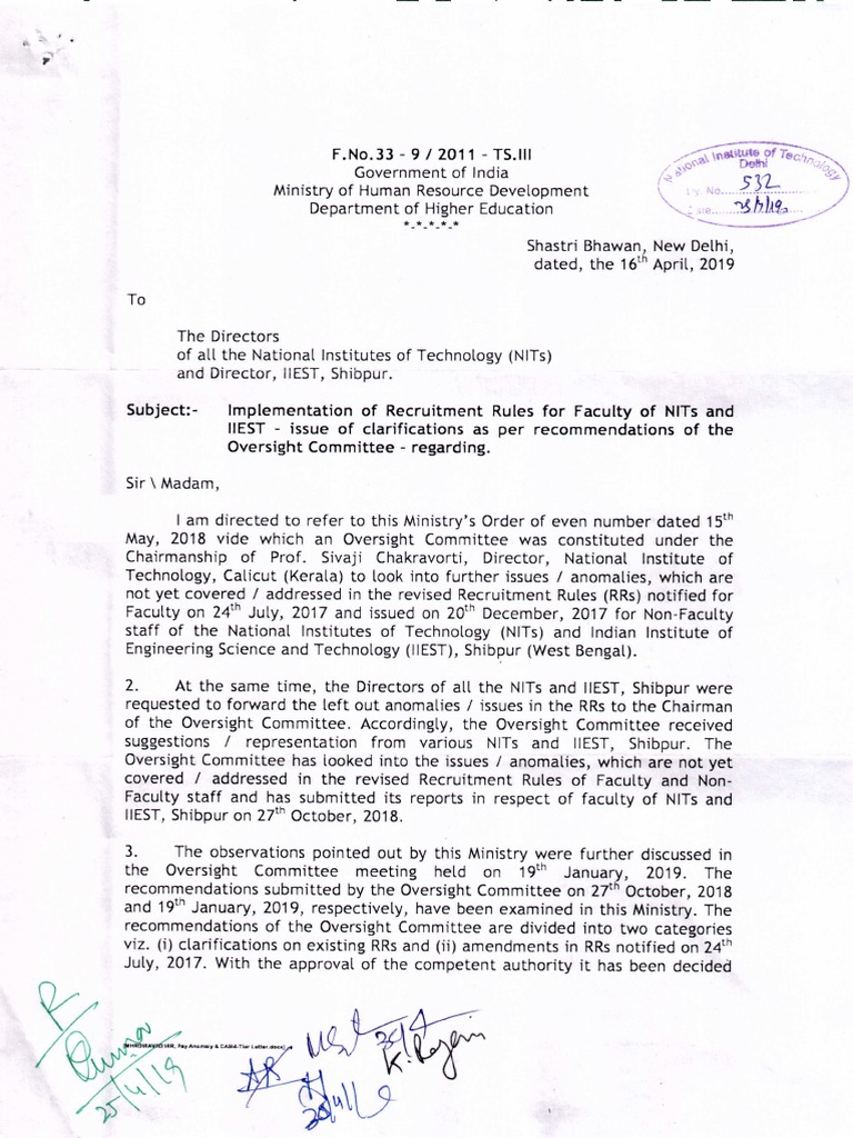 MHRD Clarification Dated 16-04-19 | PDF