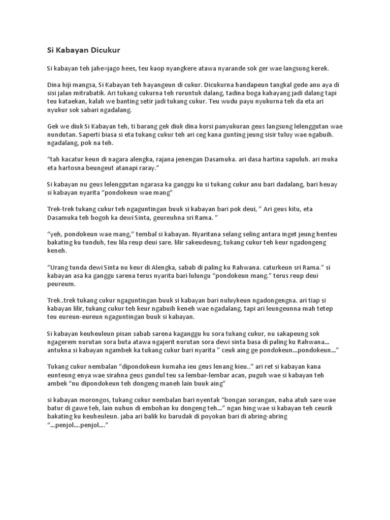 Teks "Si Kabayan Dicukur" | PDF