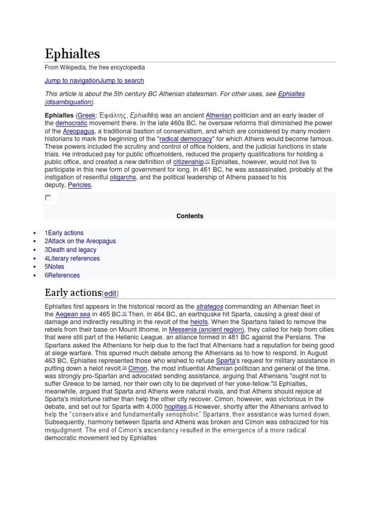 Ephialtes: Early Actions | PDF | Ancient Greek Government | Ancient Greece