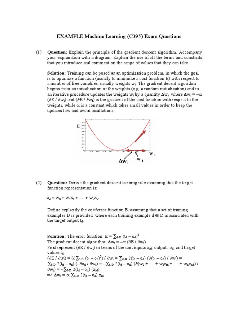 EXAMPLE Machine Learning (C395) Exam Questions | PDF | Function ...