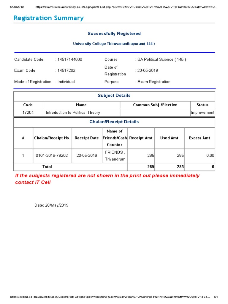 Registration Summary: Successfully Registered | PDF