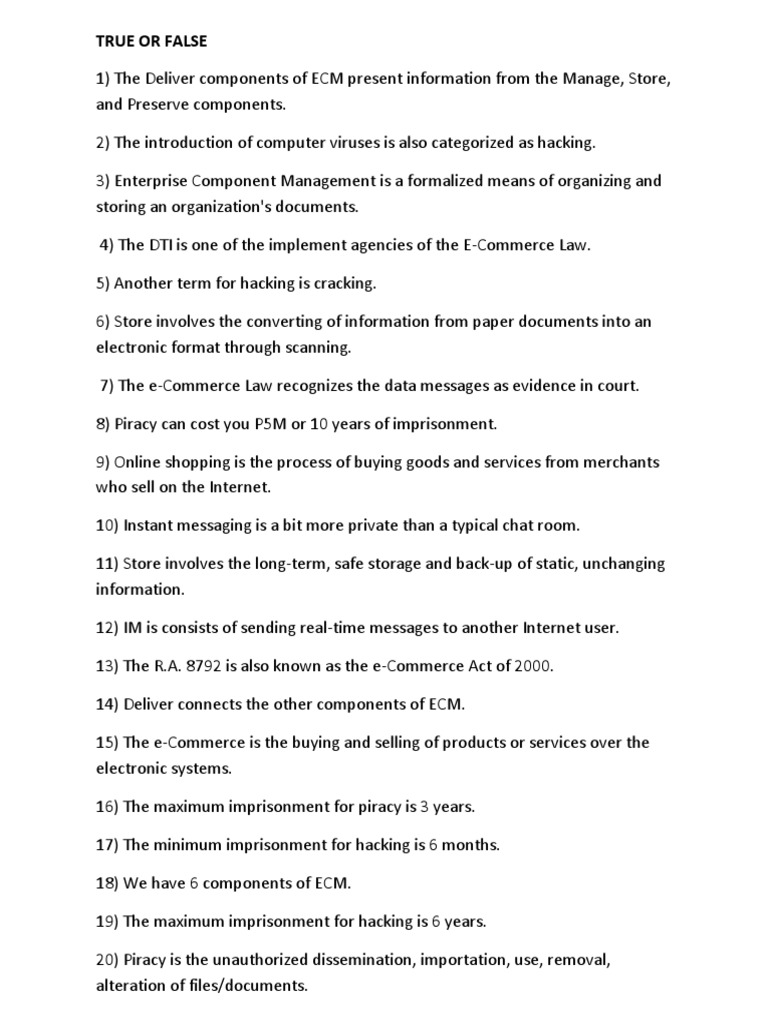 Group 3 Questions Laws | PDF | E Commerce | Instant Messaging