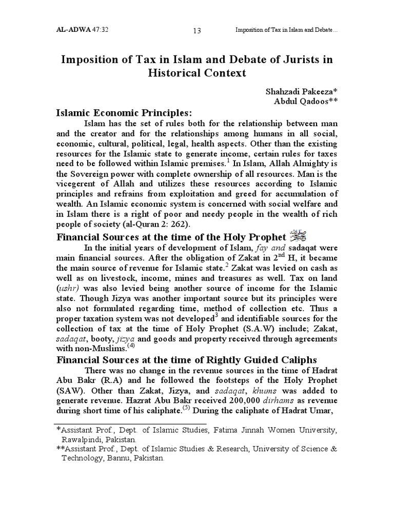 Islamic Economic Principles | PDF | Taxes | Sharia