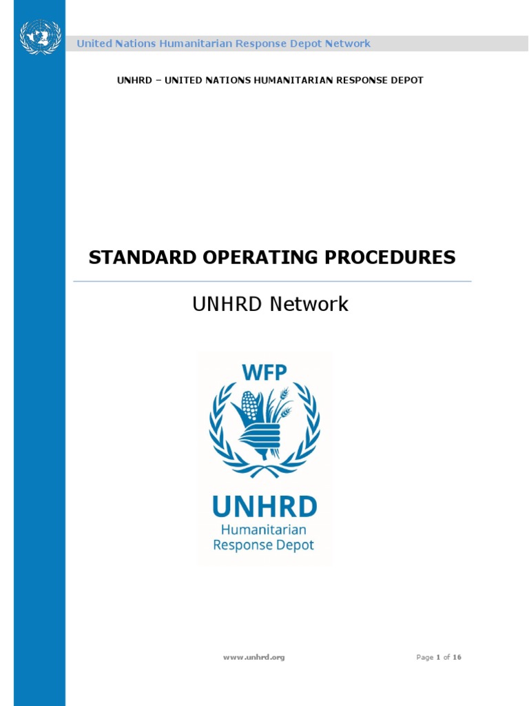 UNHRD Standard Operating Procedures - 2018 | PDF | Cargo | Warehouse