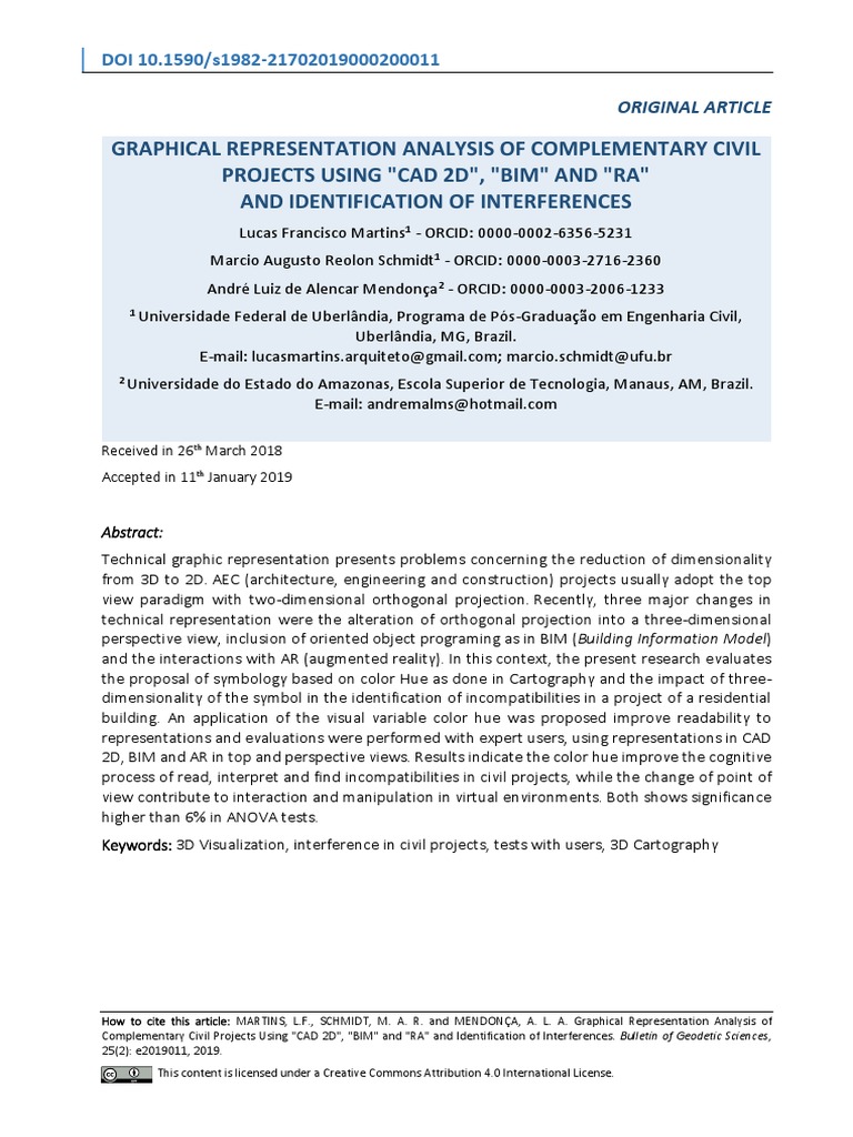 Graphical Representation Analysis of Complementary Civil Projects Using "Cad 2D", "Bim" and "Ra ...