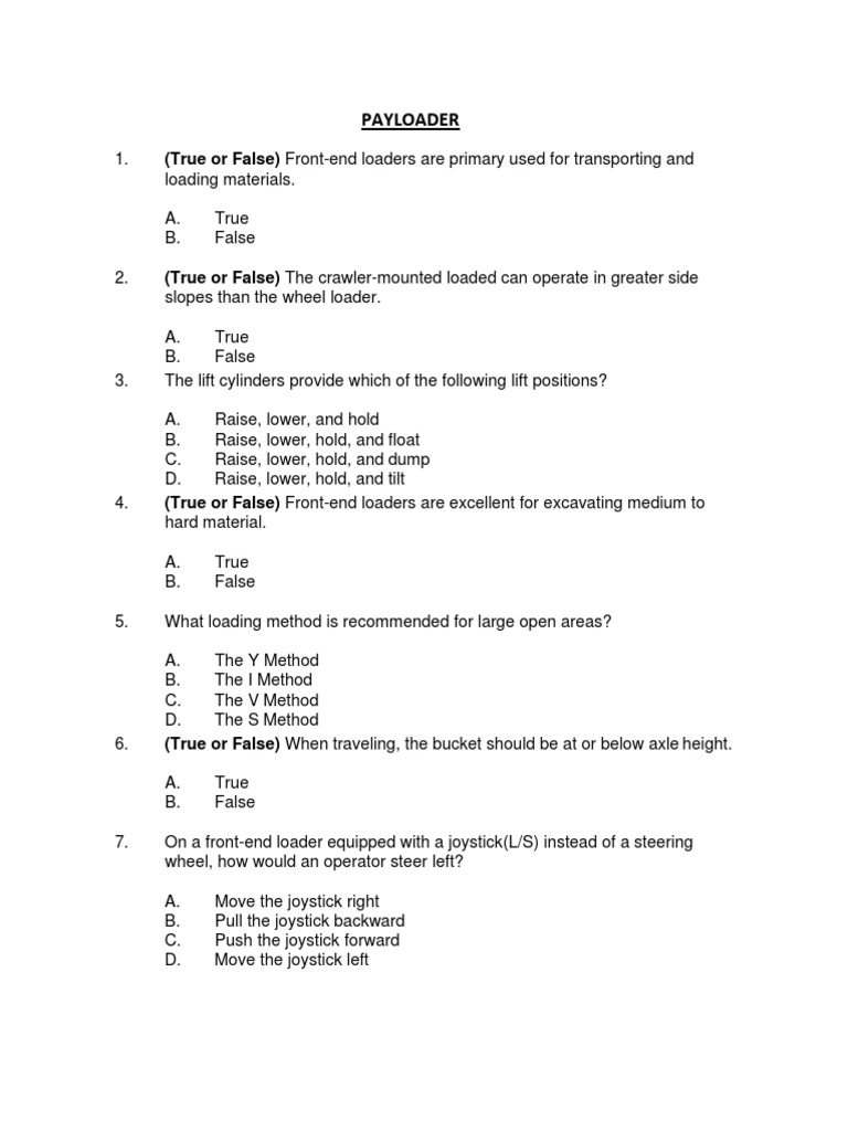 Payloader Operation and Assessment Guide | PDF