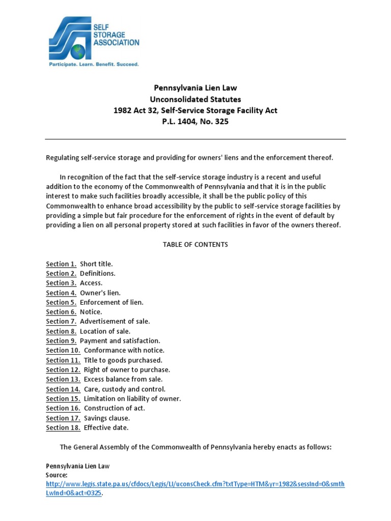 Pennsylvania Lien Law | PDF | Lien | Lease