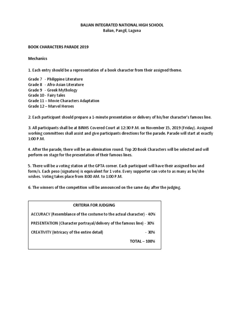Criteria For Judging Contest | PDF