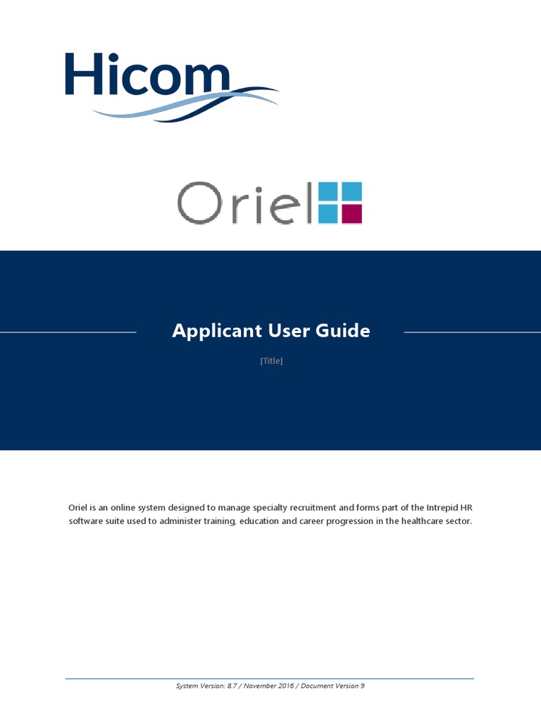 Oriel UserGuide Applicant V9 | PDF | Password | Icon (Computing)
