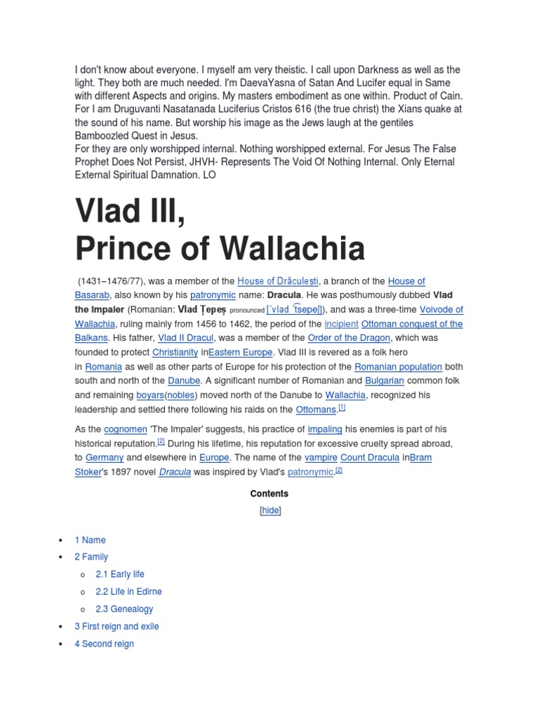 Vlad III, Prince of Wallachia: Dracula Vlad The Impaler Vlad Țepeș ...