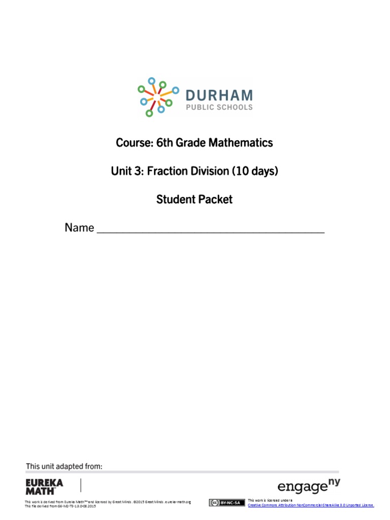 Math 6 Unit 3 Fraction Division Student Packet | PDF | Division ... Math 6 Unit 3 Fraction Division Student Packet | PDF | Division ...