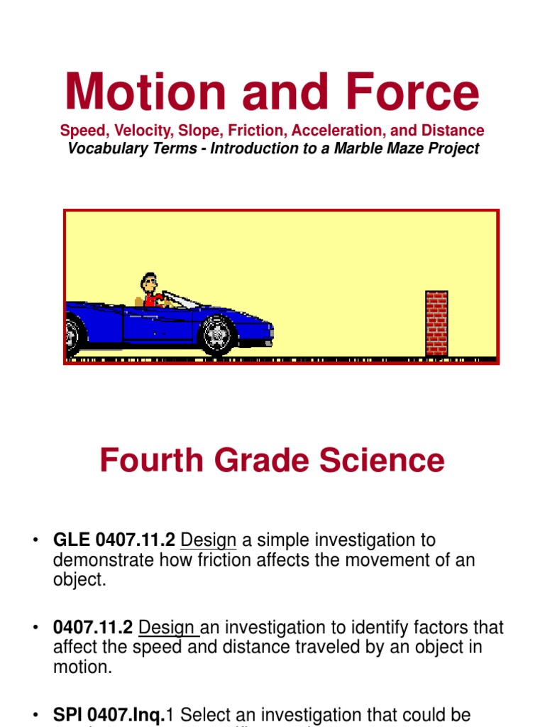 Force and Motion Concepts for Grade 4 | PDF