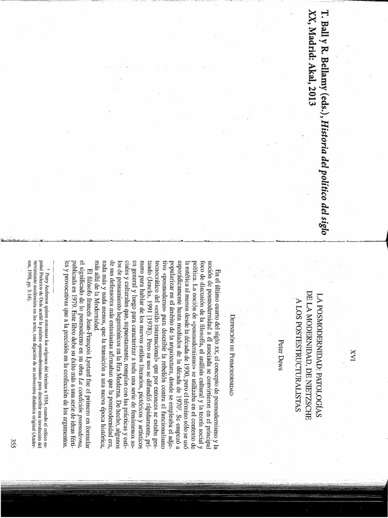 Peter Dews - La Posmodernidad | PDF | Historia