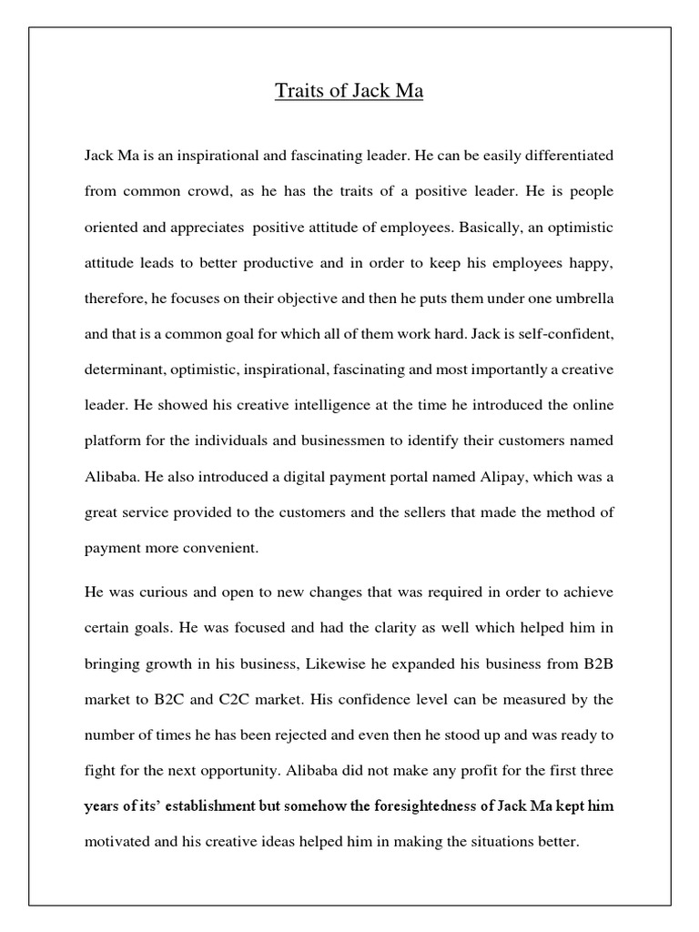 Traits of Jack Ma | PDF | Alibaba Group | Marketing