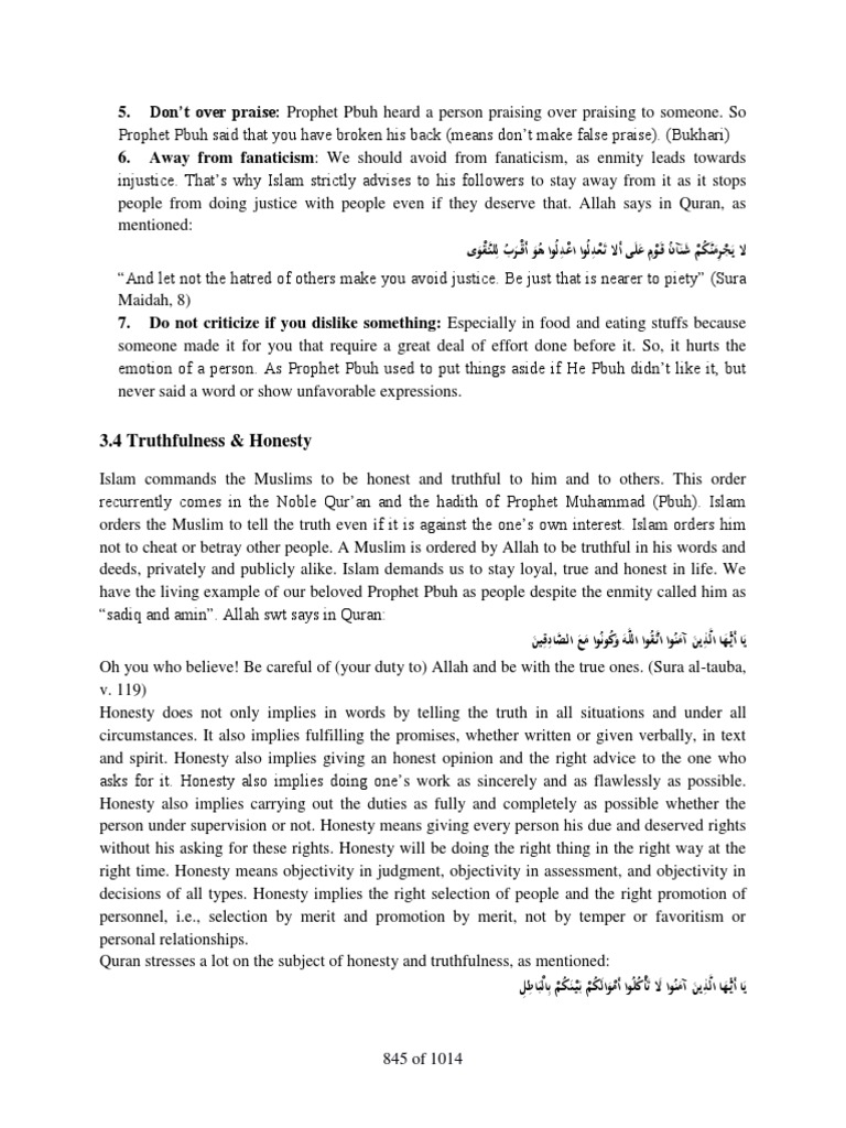Hadith on Honesty in Islam | PDF | Muhammad | Abrahamic Religions