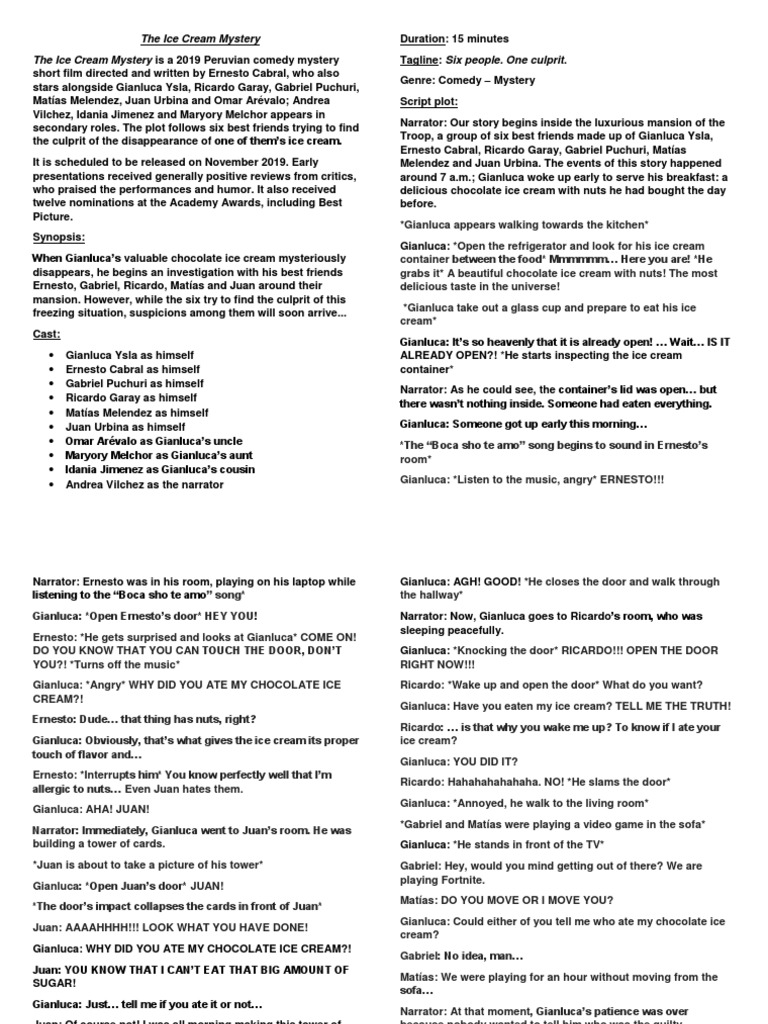 The Ice Cream Mystery | PDF | Foods